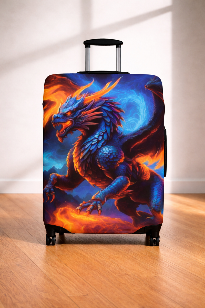 Fiery Flying Dragon Luggage Cover | Little Buddha Vibes – littlebuddhavibes