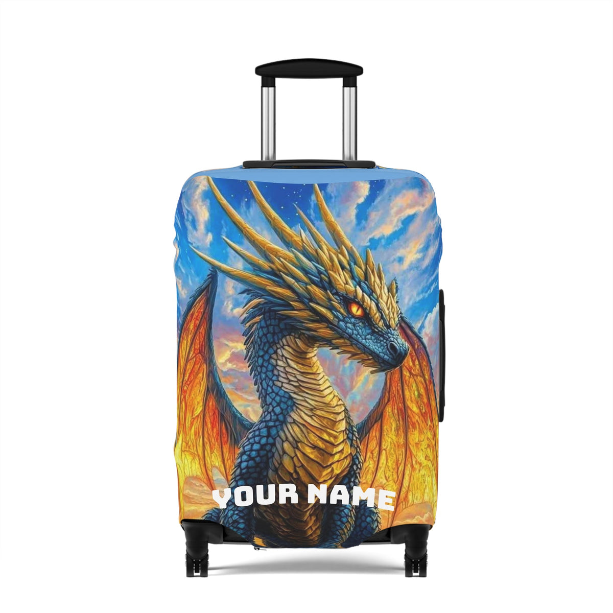 Golden Winged Dragon Luggage Cover – littlebuddhavibes