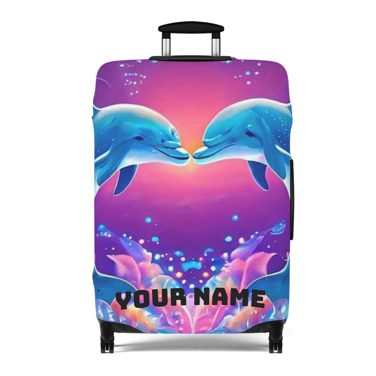 Personalized Kissing Dolphins Luggage Cover – littlebuddhavibes